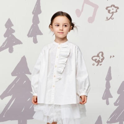 BUUGUA花边造型宽松衬衫进口面料