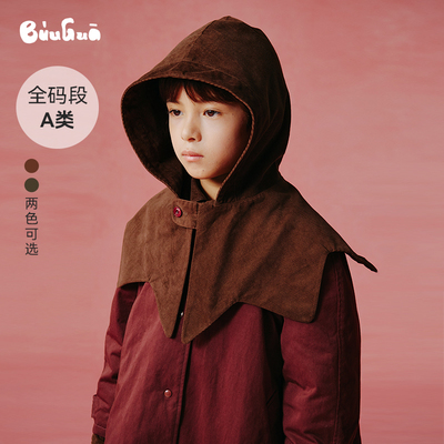 BUUGUA冬季新款A类叶子斗篷帽精灵帽超柔空气洗儿童灯芯绒帽百搭