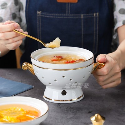 酒店分位上炖盅一人份蜡烛加热保温汤盅碗位菜盅海参碗盅燕鲍翅盅