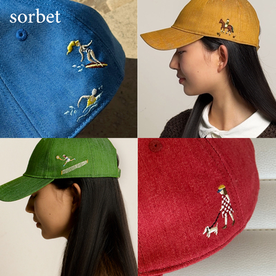 sorbet《be softer》刺绣牛仔棒球帽鸭舌帽子显脸小红蓝黄绿彩色