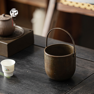 日式复古提梁建茶洗茶渣缸洗笔洗盂茶道功夫茶具