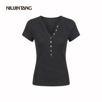 【林小雅专享】牛筋糖2026春夏时尚休闲百搭修身简约上衣T恤MC601