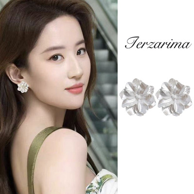小清新气质山茶花耳环女