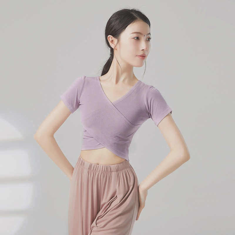 2025新款短款套指长袖肚皮舞现代舞中国舞古典舞蹈服练功服上衣女