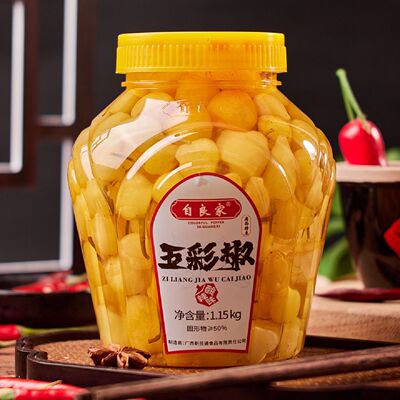 广西特产大瓶装自良家即食酸辣五彩椒腌制灯笼椒酸辣爽七彩泡椒