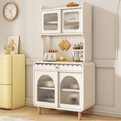 法式奶油风高款餐边柜靠墙一体厨房储物收纳置物柜子客Y厅茶水酒