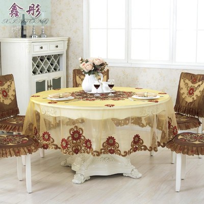 圆桌布布艺圆形家用欧式田园圆餐桌布转盘套装酒店桌布0428款