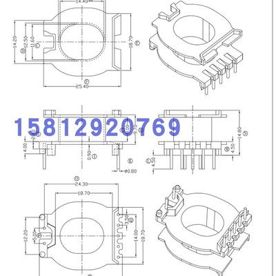 ATQ2716磁芯 骨架立式5+2骨I架+ATQ27铁氧体磁芯