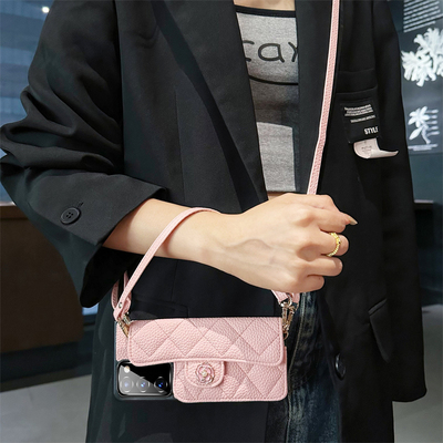 适用三星Fold6手机壳折叠屏Fold5小香风zfold3插卡套GalaxyFold2斜跨绳小众W25保护套W24高端W23典藏版零钱包