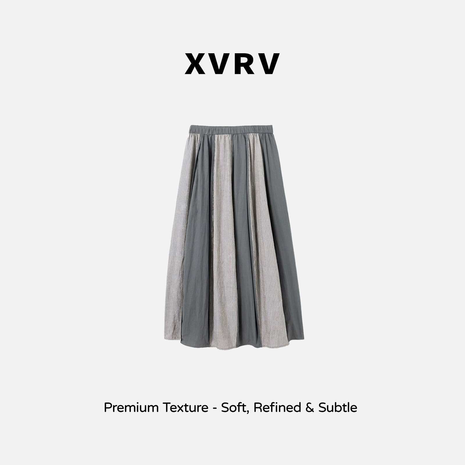 XVRV2026夏季新款韩系条纹拼接A字半身裙女松紧高腰显瘦中长裙