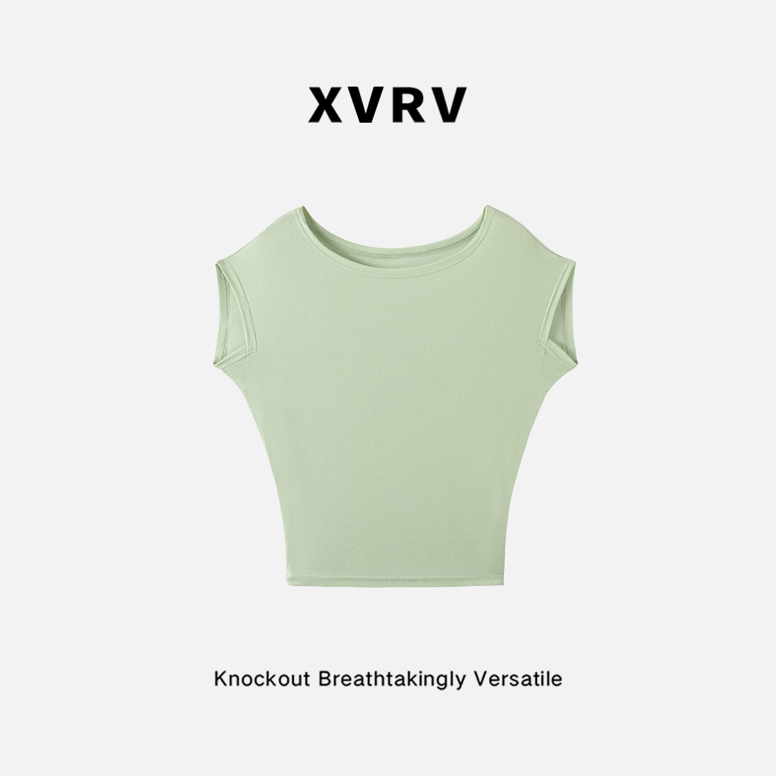 XVRV千金风大圆领2026夏季新款正肩小飞袖运动T恤显瘦百搭上衣女