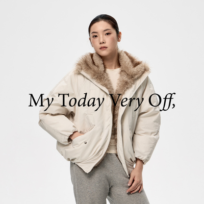 mtvo宽松毛领羽绒服外套男女同款