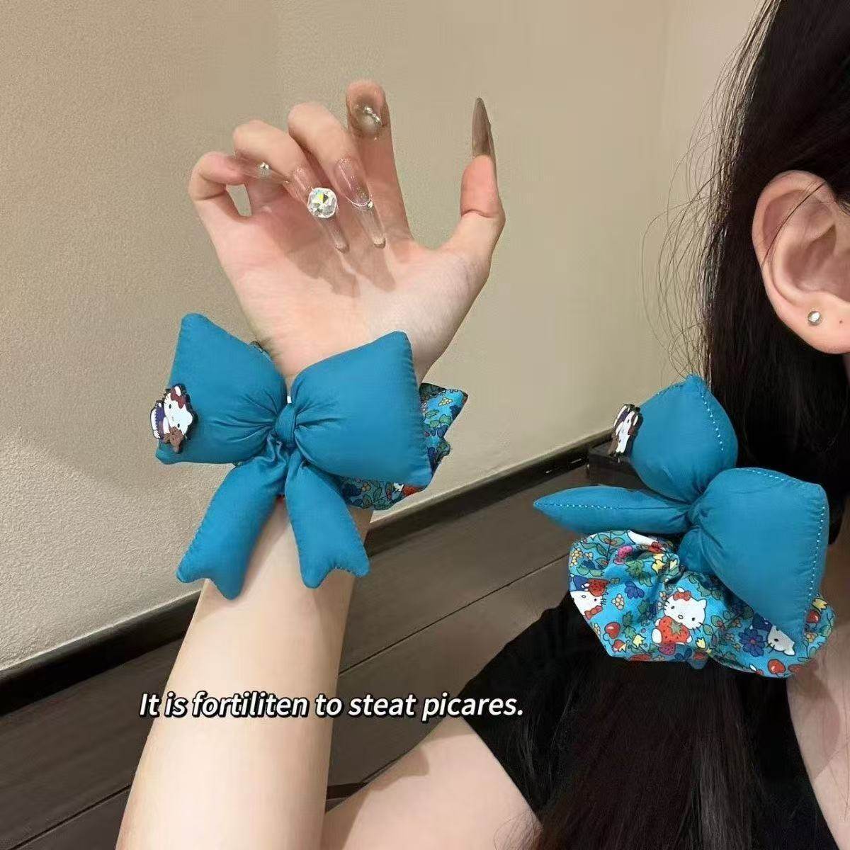 多巴胺小清新充棉蝴蝶结kitty大肠发圈女可爱扎头发头绳皮筋发饰