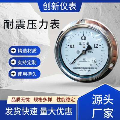 不锈钢耐震YN100PZB压力表304 316L水油压力表氩弧焊接常规款