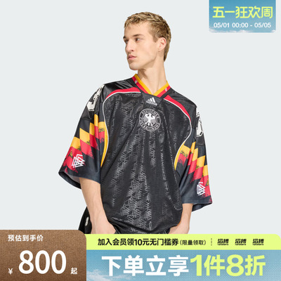 adidas阿迪达斯三叶草男子德国队休闲文化针织短袖V领球衣KD5980