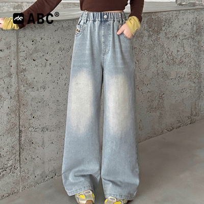 ABC女童春秋直筒裤儿童牛仔裤
