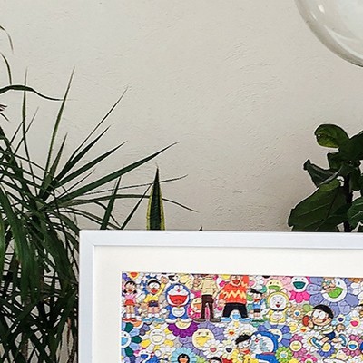 1000片拼图框51x73.5村上隆太阳花机器猫哆啦爱梦拼图带白边装裱