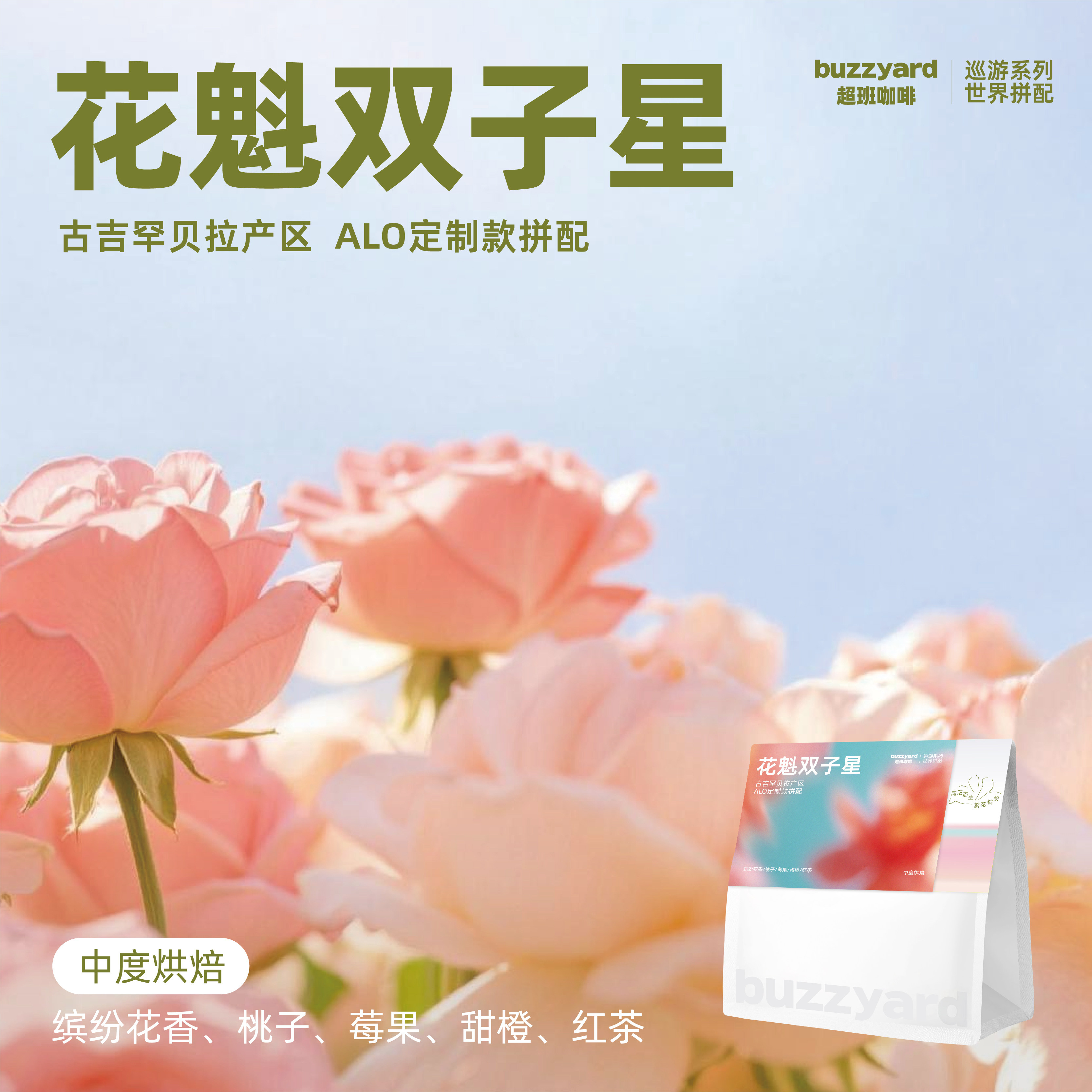 粉玫瑰花香丨花魁alo定制款G1拼配中烘-冷萃手冲咖啡豆-超班咖啡