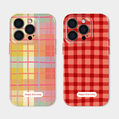 五彩格子适用iPhone16promax苹果15plsu手机壳13小众高级感12pm菲林软壳11全包超好看防摔保护套个性创意女壳