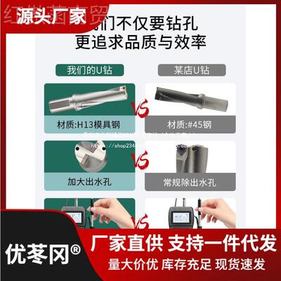 U钻杆暴力深孔平底14钻u型刀头SP车钻床用WC刀片数控喷水钻快BLA