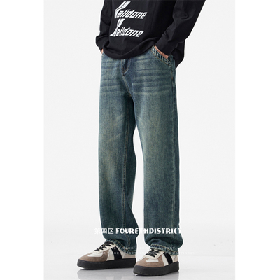 美式复古直筒牛仔裤男秋季新款