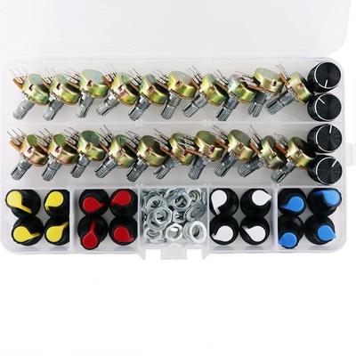 20PCS WH148电位计开 关带旋钮盒装单联15MM B5K/10K/20K/50K/100