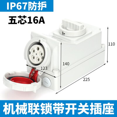 西的丰曼机械联锁开关互锁保护插座TYP:5603带隔离开关连锁5芯16A