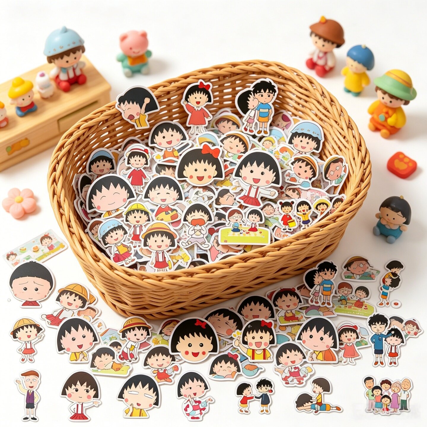 50张樱桃小丸子动画片卡通儿童奖励贴纸装饰贴DIY行李箱电动车文具笔记本电脑头盔充电宝个性创意防水贴画