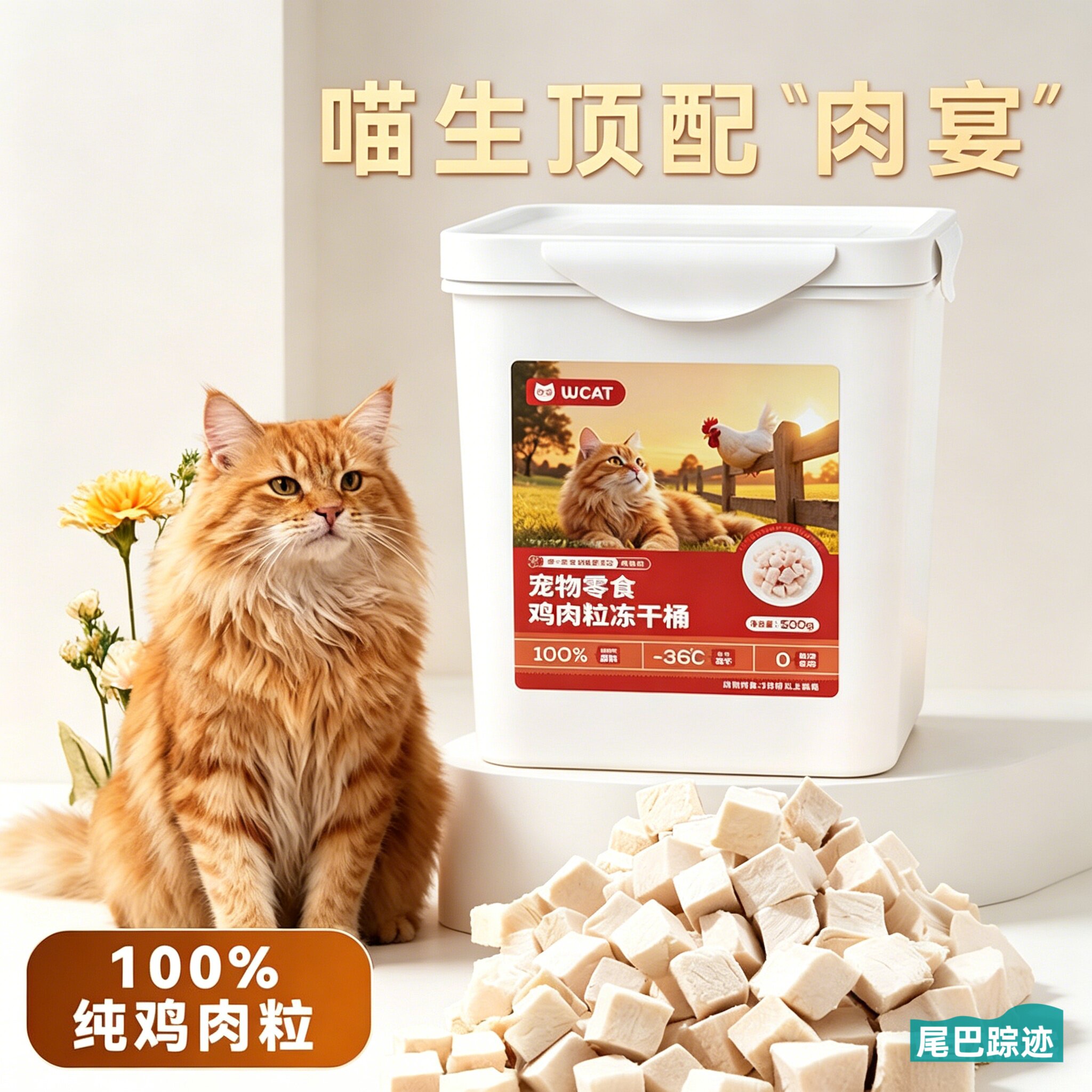 冻干鸡胸肉猫零食 鸡肉粒营养增肥发腮 宠物猫咪大桶装零食