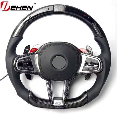 适用宝马G20G22G80G87M2M3M4老改新款CS真碳纤维LED方向盘