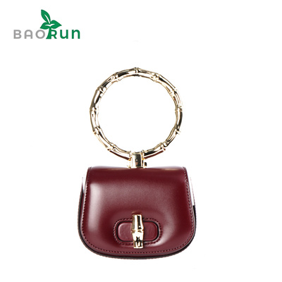 竹节晚宴包秋冬新款法式设计感手提小包女士牛皮手提包高级日常