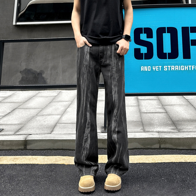 QUALCOMM美式复古扎染牛仔裤