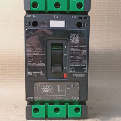 Square D TeSys BV4T013J 3 Pole 13 Amp 480V Circuit Breaker