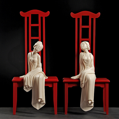 墨染留香郑建忠德化白瓷陶瓷古典仕女摆件古风创意人物美女装饰品