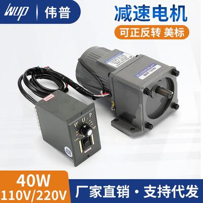 WUP减速电机40W110V调速电机M540-401无极调速齿轮减速马达电机
