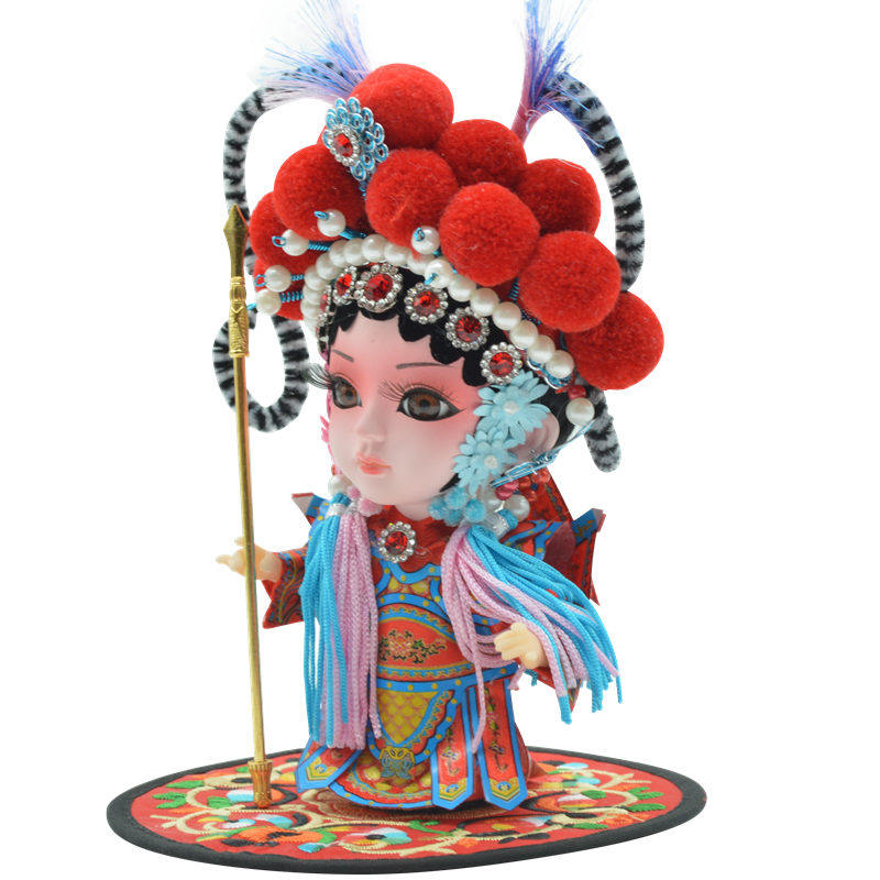 京剧人物摆件 中国风京剧绢人人偶工艺纪念品戏曲脸谱特色小礼物