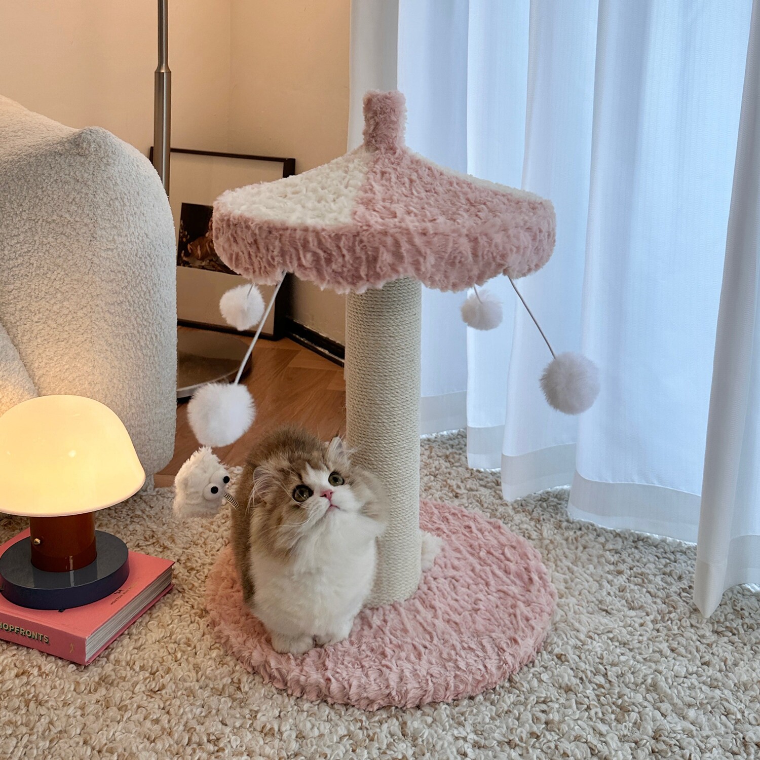 梦幻旋转木马猫抓柱一体耐抓猫抓板逗猫棒可爱猫咪发声玩具