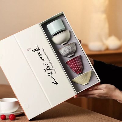 五大名窑茶杯套装2025新款高端功夫陶瓷品茗主人杯礼盒送礼品定制