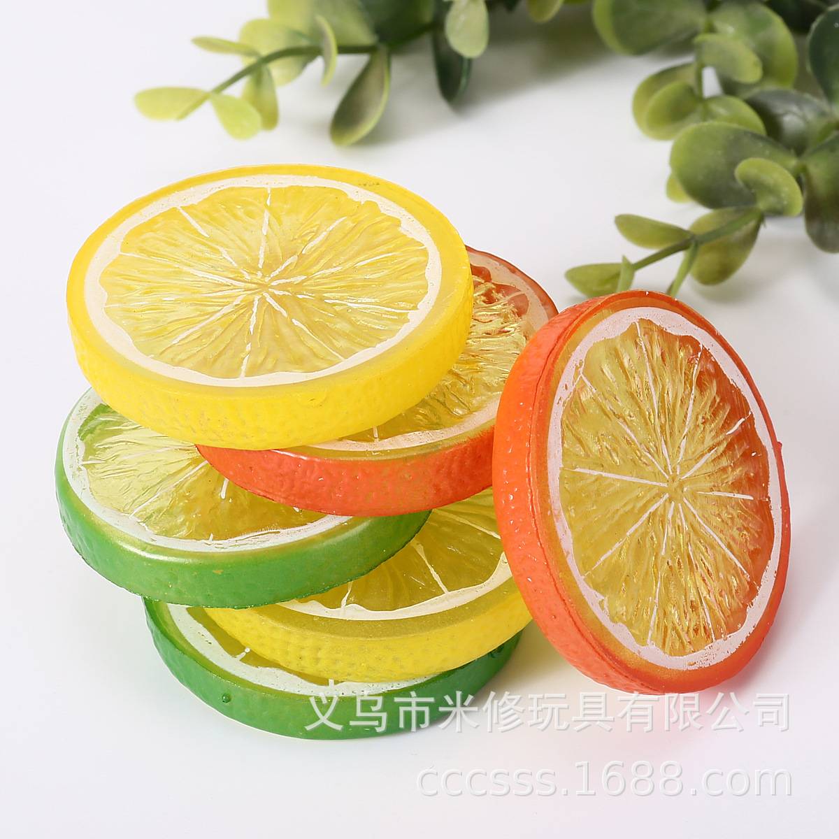 跨境新款仿真塑料柠檬片水果DIY头绳发卡材料摄影拍摄摆件道具批