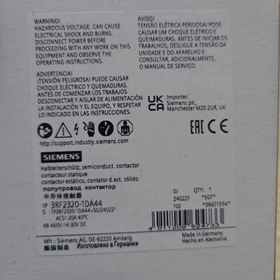 3RF23201DA44西门子体接触器全新原装正品议价
