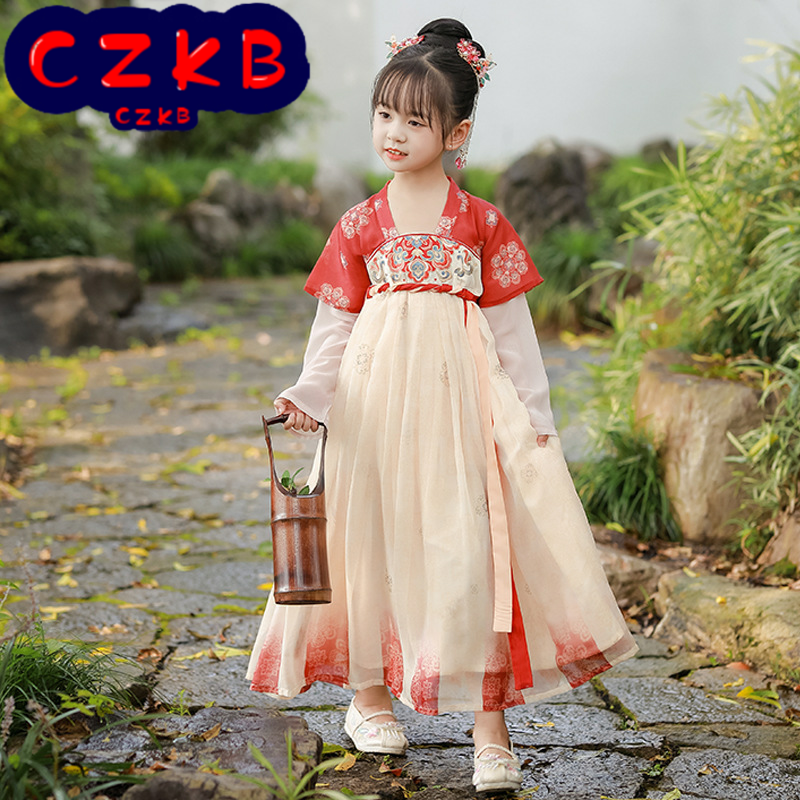 汉服女童2024夏季儿童连衣裙国风唐装女孩裙子中国风唐风国潮