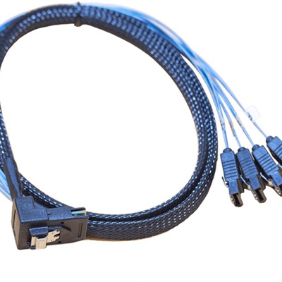 阵列卡MINISAS 36P服务器数据线SFF-8087转4 SATA 90度弯头硬盘线