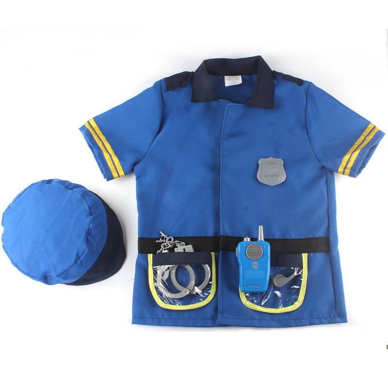 568儿童过家家玩具角色扮演 警察服装短袖帽子对讲机套装益智亲子