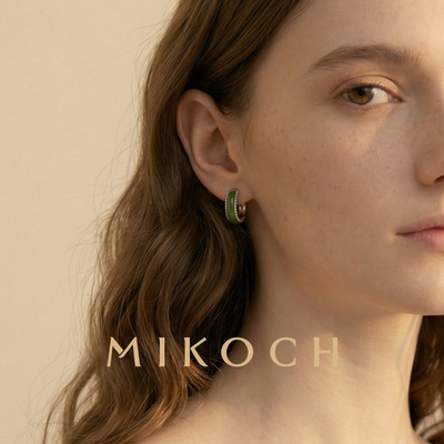 MIKOCH小方阙碧玉925银简约耳环