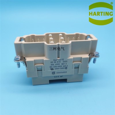HARTING浩亭 09380182601 哈丁6+12针公芯重载连接器  HanK6/12-M