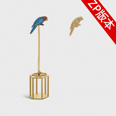 2020新款设计师品牌 Ins网红同款直插 celin风鸟笼耳环金色耳饰