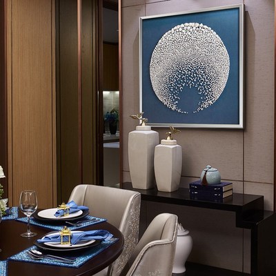 设计师推荐现代客厅装饰画书房玄关挂画石子实物画 智思