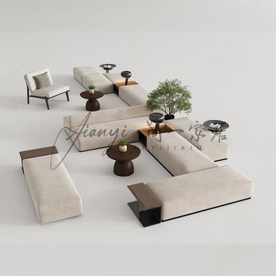 现代简约布艺沙发售楼处民宿美容院商务洽谈接待工程设计师沙发