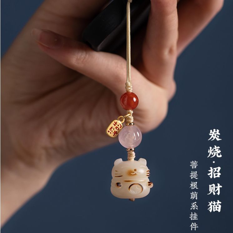 炭烧猫咪手机挂绳小清新可爱猫爪汽车钥匙扣挂件