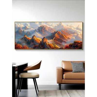 万里长城画靠图厅装饰壁画山水高档大山气办公室沙012发客背景墙